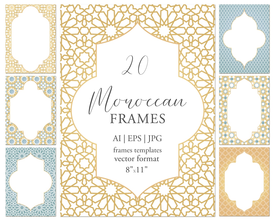 Moroccan Arabic Frames. Vector Borders Bundle. Digital Clipart EPS ...