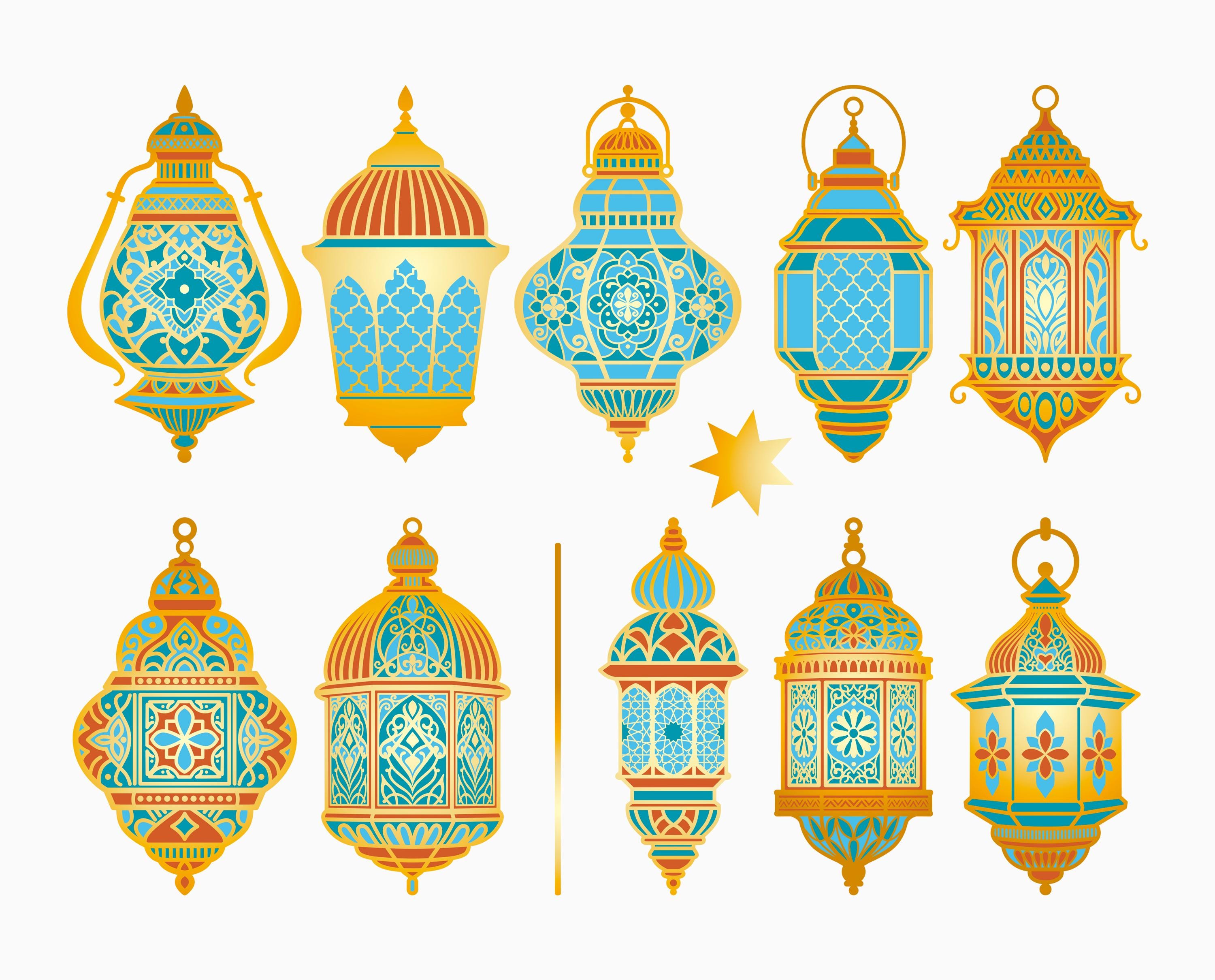 Moroccan Colored Lanterns Clipart. Moroccan Lamp. EPS, SVG Vector, PNG ...