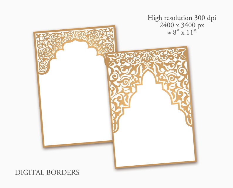 Arabic Golden Vector Frames. SVG Arabic Frames. Digital Arabian Borders ...
