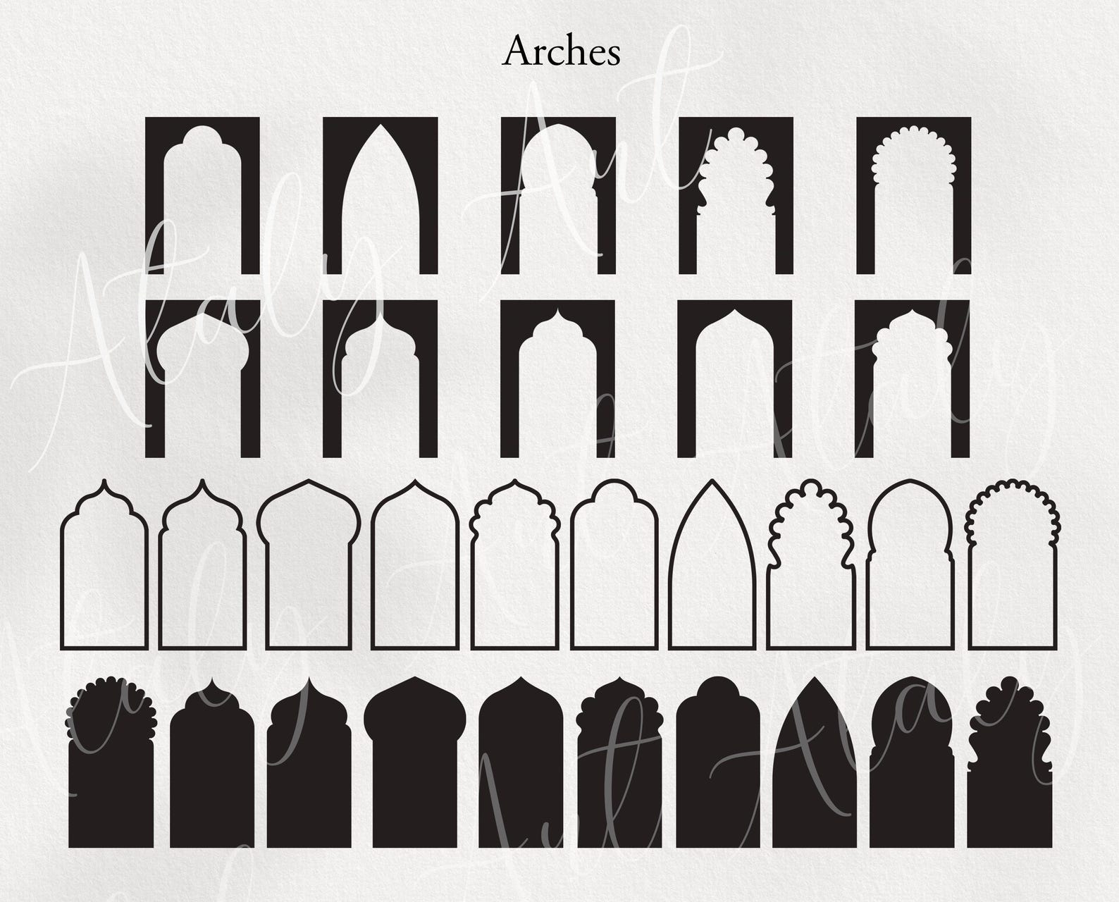 Arabic Ornament Vector Bundle 200 Elements Cut Files SVG PNG DXF ...