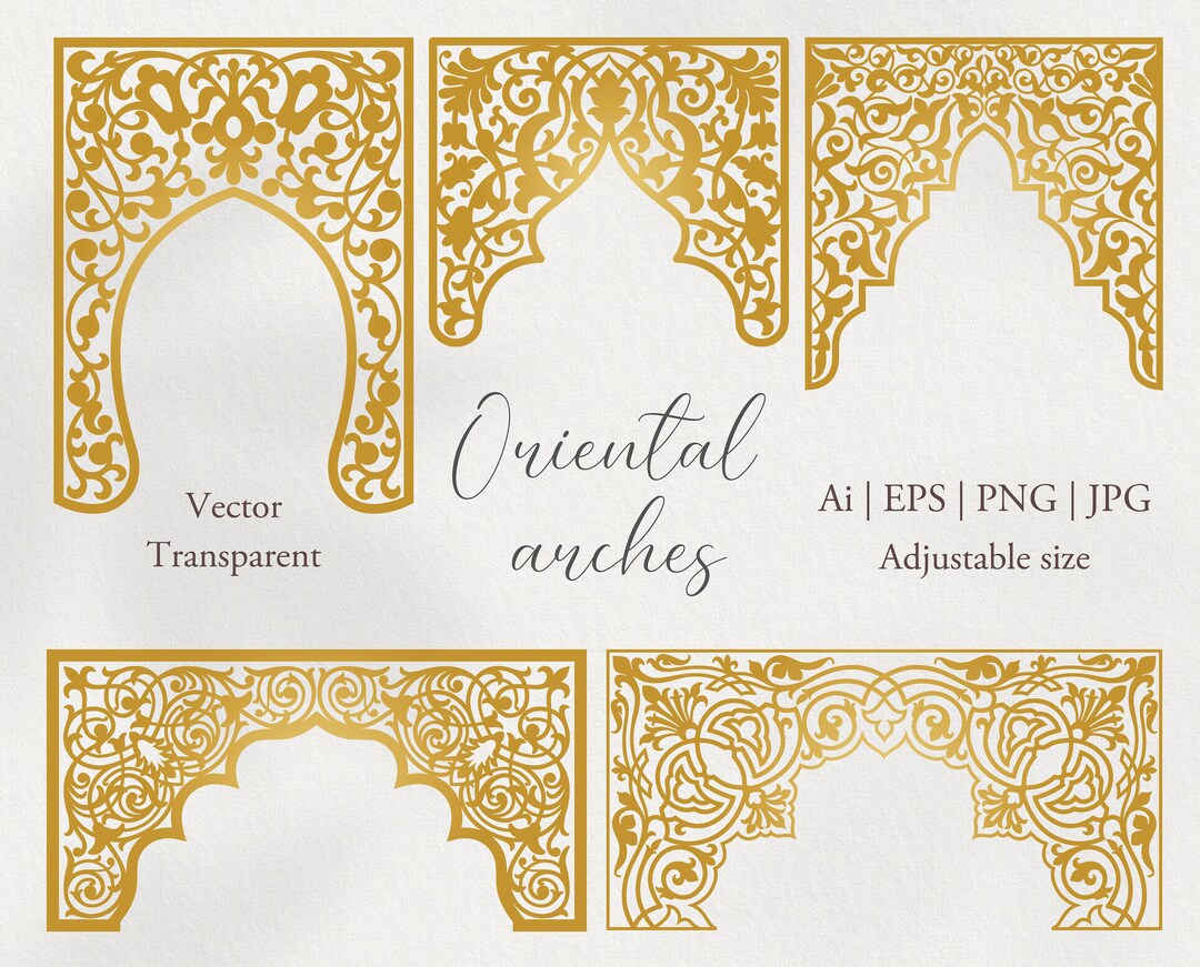Arabic Arches Vector Set. Arabian Oriental Ornament. Digital Clipart ...