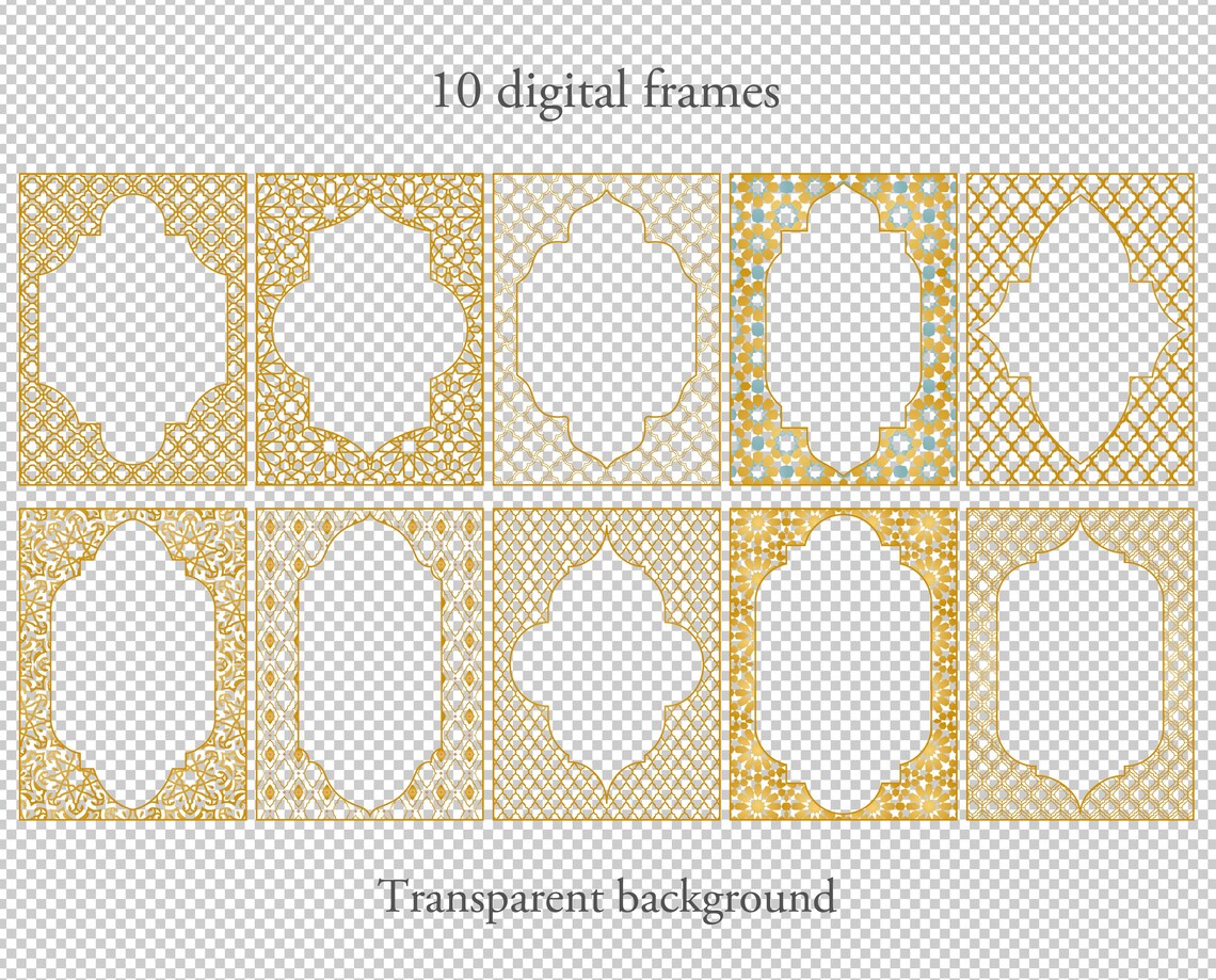 Arabic Frames. Vector Moroccan Borders Bundle. Digital Clipart Svg, Png ...