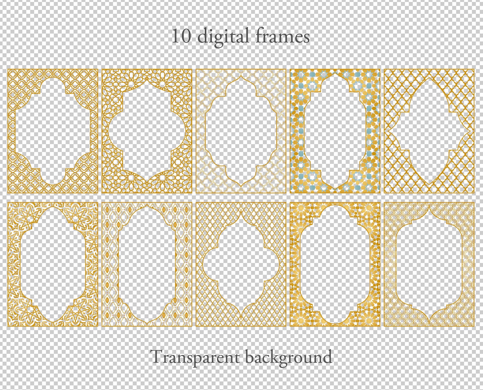 Arabic Frames. Vector Moroccan Borders Bundle. Digital Clipart Svg, Png ...