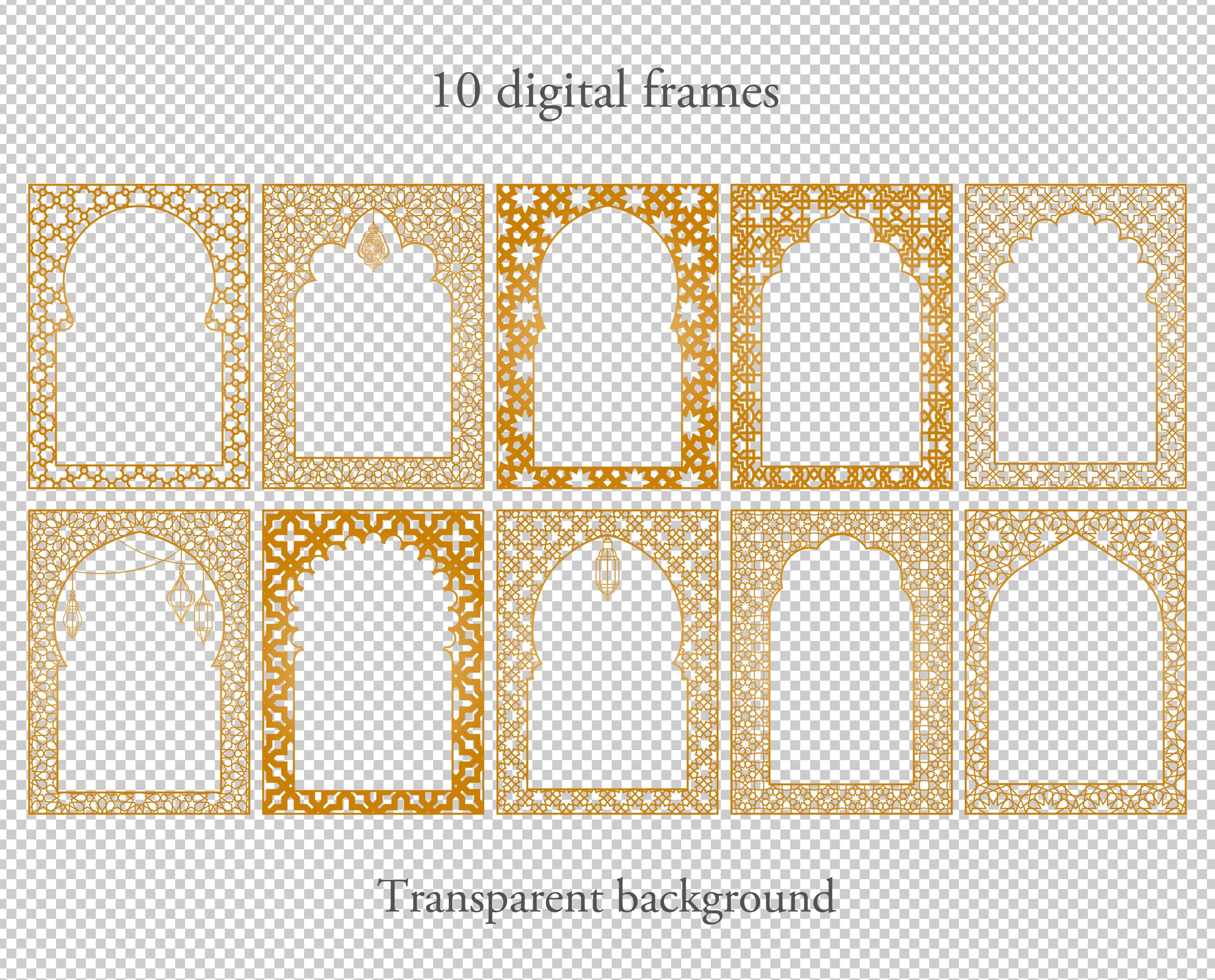 Arabic Frames. Borders Bundle. Digital Clipart. Svg. Png Transparent ...