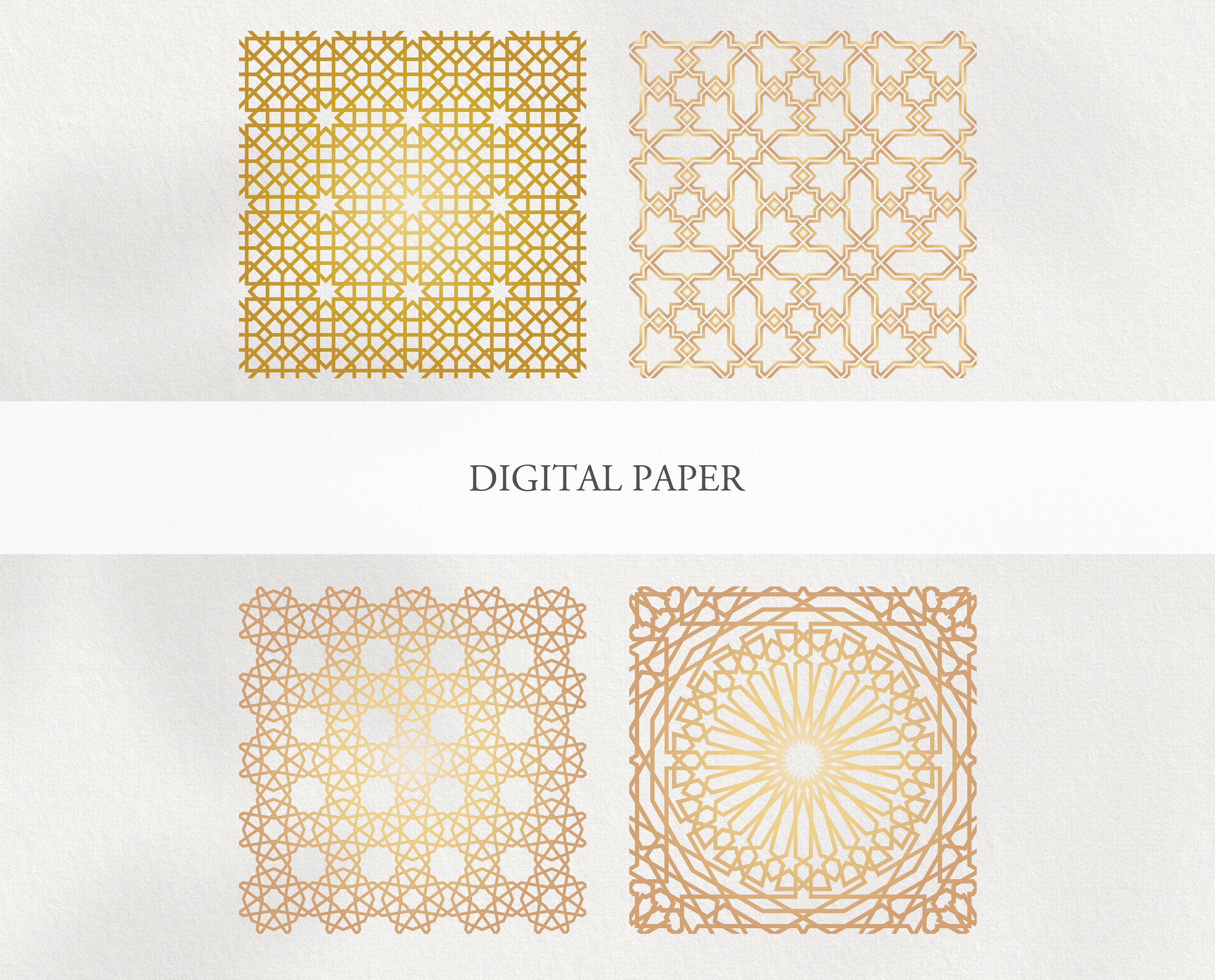 Oriental Arabic Seamless Digital Paper. Arabian Golden Ornament Bundle ...