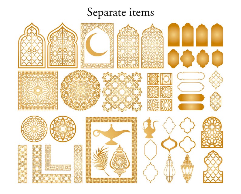 SALE 50 Arabian Oriental Vector Elements. Arabic Ornament. Digital ...