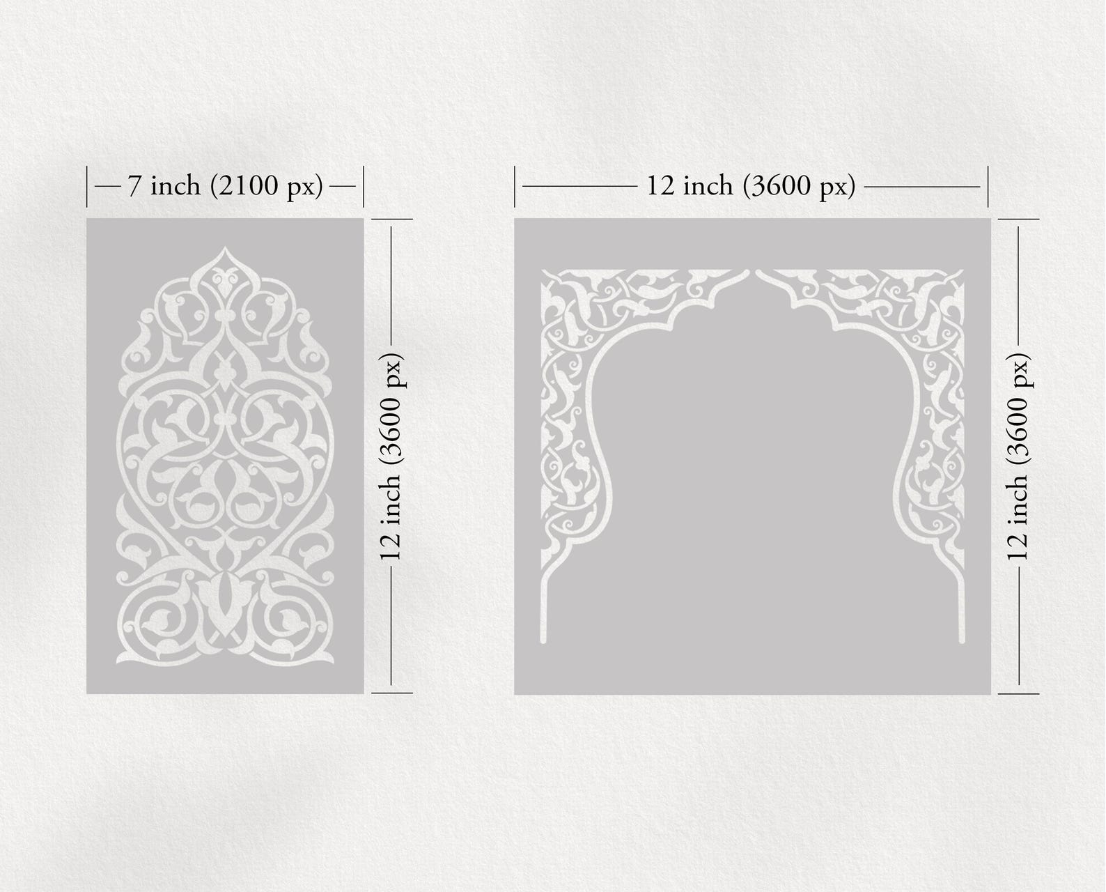 Oriental Arabic Arches Digital Stencil Templates. Vector Patterns SVG ...