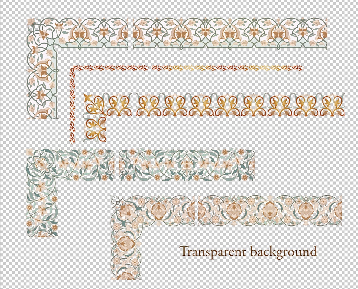 Oriental Borders and Corners. Arabian Floral Decorative Frames. Indian ...