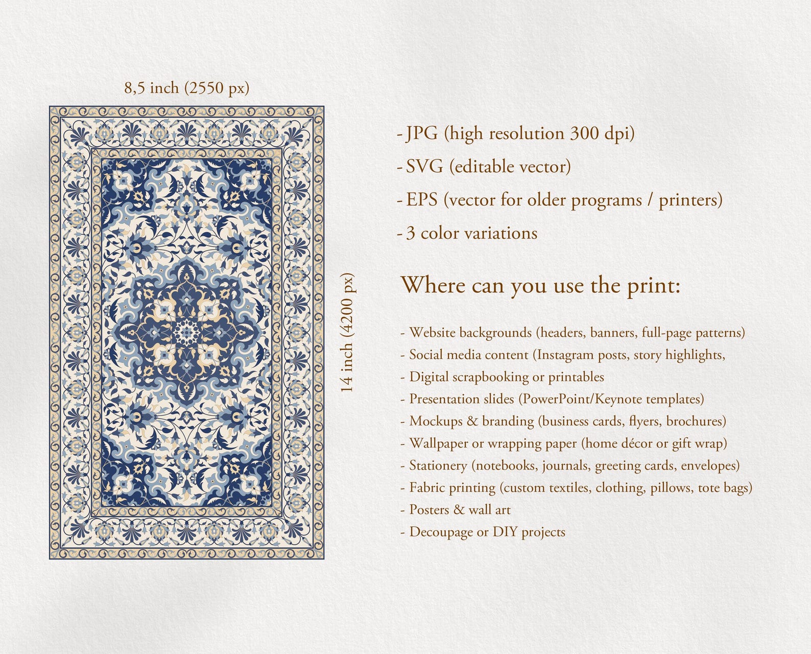Persian Rug Pattern. Oriental Carpet SVG Vector. Moroccan, Arabic Rug ...