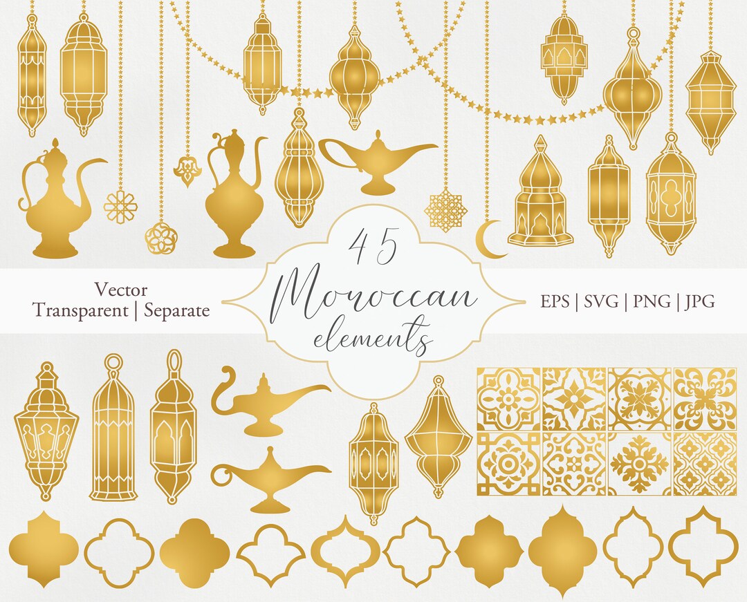 Moroccan Vector Digital Clipart. Arabian Ornament. Arabic Lantern, Lamp ...