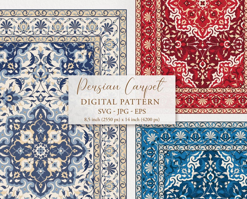 Persian Rug Pattern. Oriental Carpet SVG Vector. Moroccan, Arabic Rug ...