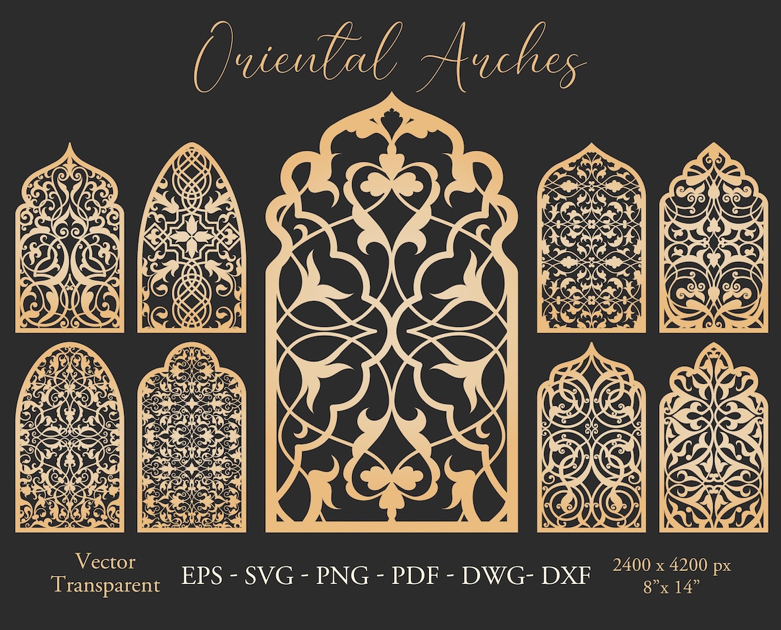 Arabian Digital Arches. Oriental Floral Ornament. Moroccan Decoration ...