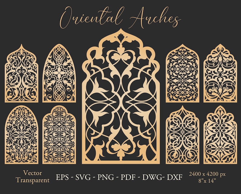 Arabian Digital Arches. Oriental Floral Ornament. Moroccan Decoration ...