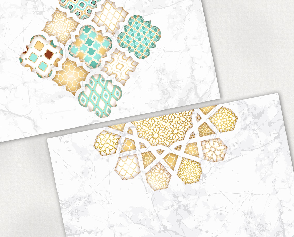 Moroccan Digital Posters Set. Arabic Cards, Background, Invitation ...