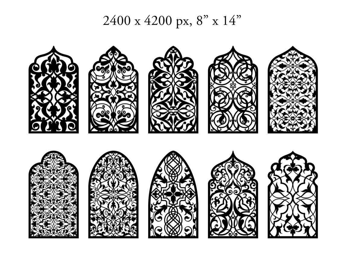 Arabian Digital Arches. Oriental Floral Ornament. Moroccan Decoration ...