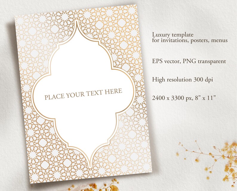 Oriental Arabic Golden Frame Templates. Borders Bundle. Digital ...