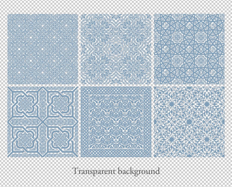 Oriental Seamless Digital Pattern. Arabian Ornament Set. PNG ...
