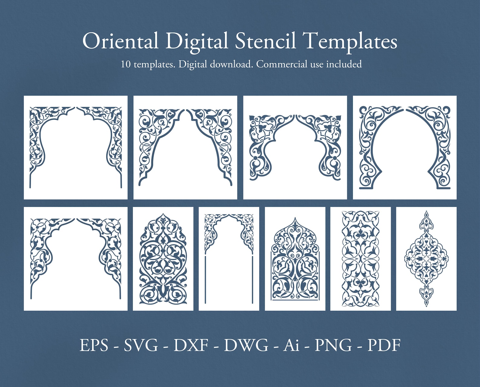 Oriental Arabic Arches Digital Stencil Templates. Vector Patterns SVG ...