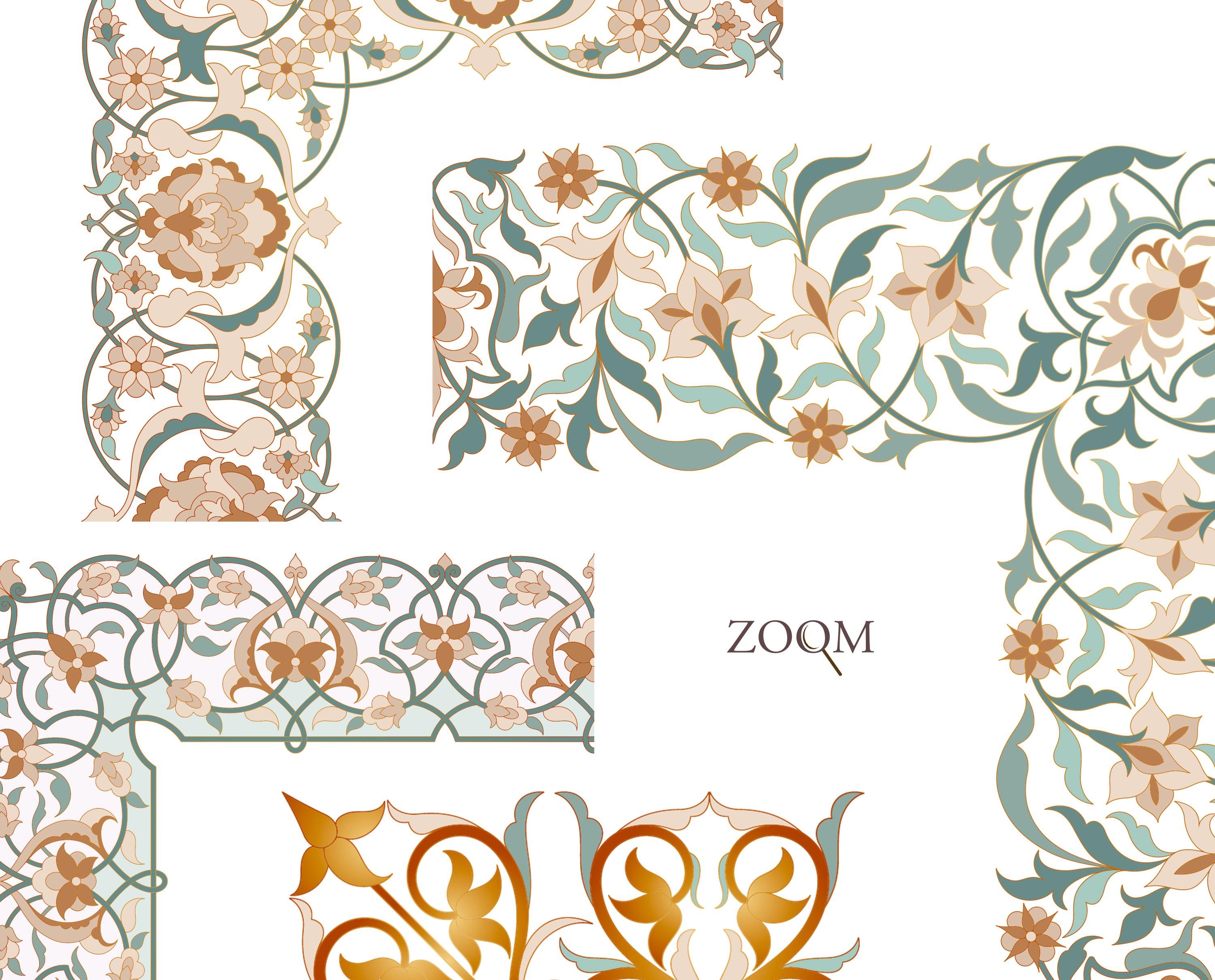 Oriental Borders and Corners. Arabian Floral Decorative Frames. Indian ...