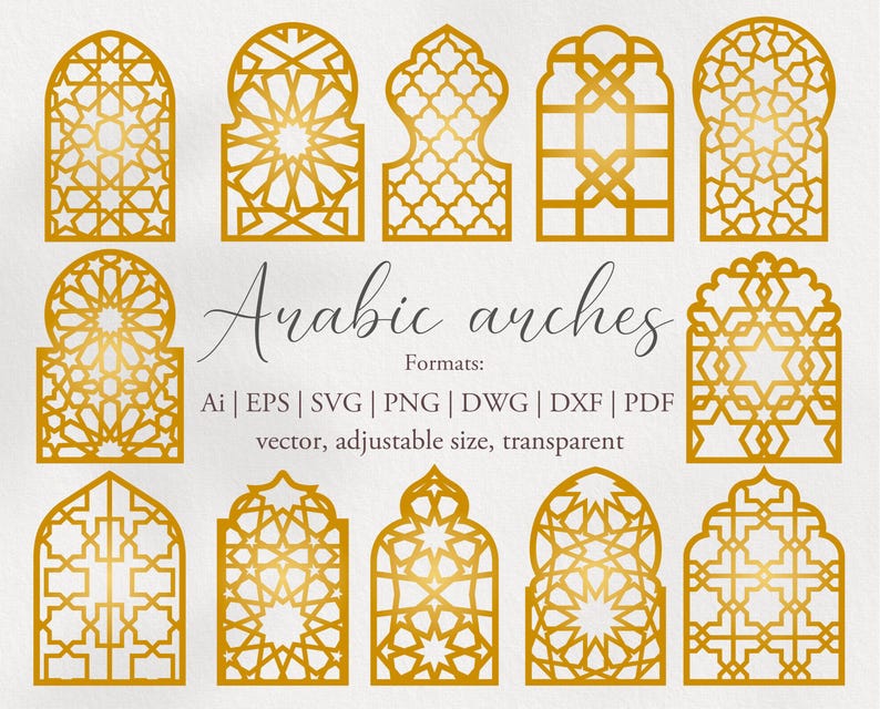 Arabic Arches Silhouette Digital Clipart. Arabian Ornament. Svg, Eps ...