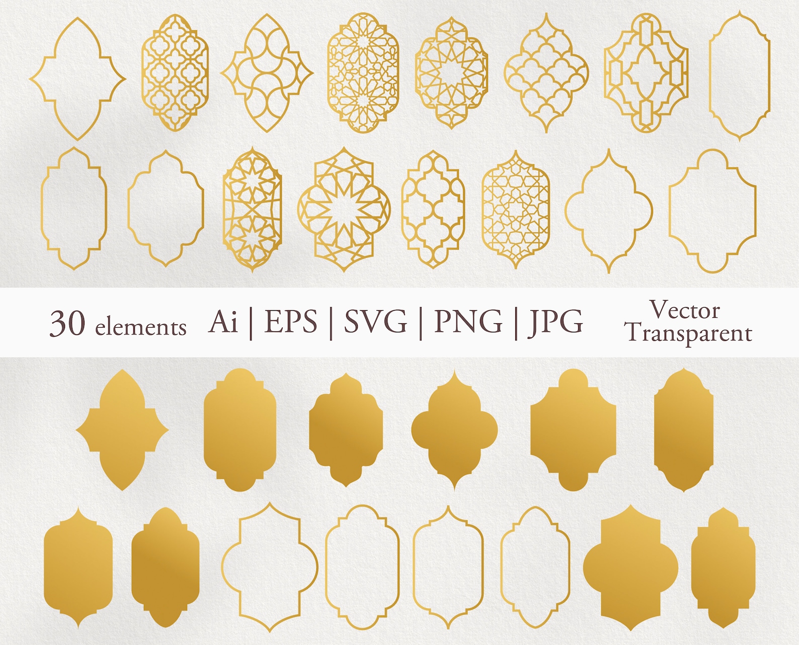 Moroccan Arabic Frames. Vector Vignettes Bundle Arabic Style. Digital ...
