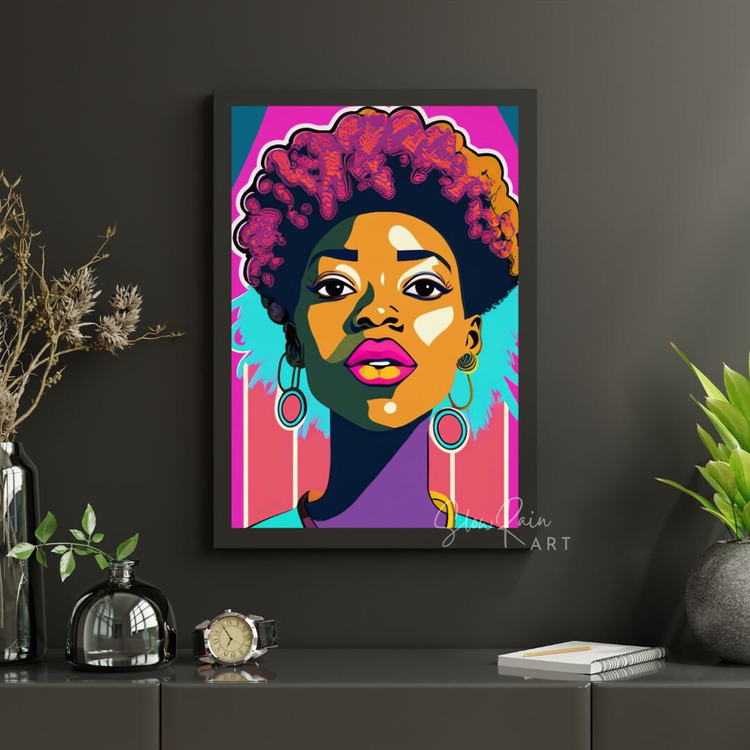 African Flower Pop Art, Printable Art, Wall Art, Square Art, Girl ...