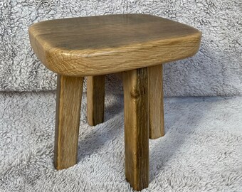 Handmade Solid Oak Milking Stool With Four Turned Straight Legs Secured ...