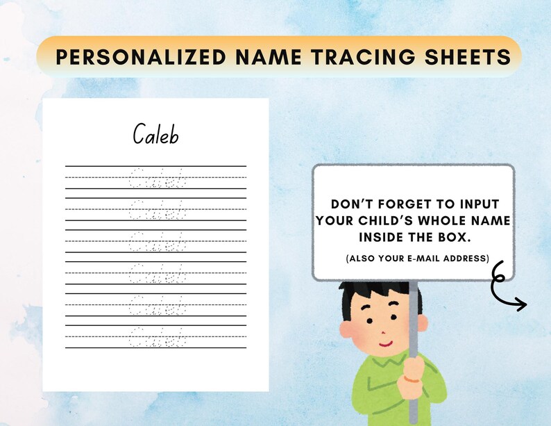 Personalized Name Tracing Sheet Workbook Children Custom Kinder Name - Etsy