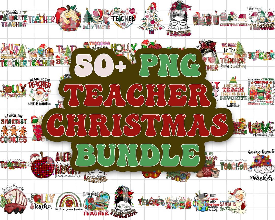 50 Christmas Teacher PNG, Teacher Gift, Christmas PNG, Teacher Apple ...