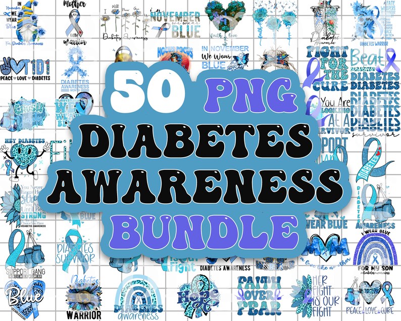 Diabetes Awareness Bundle Png, Blue Ribbon Png, Diabetes Rainbow Png ...