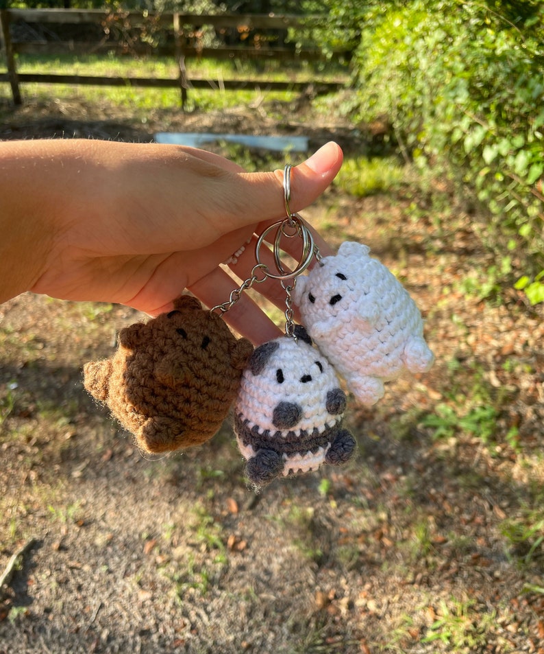 Free Crochet We Bare Bears Pattern, Crochet Keychain Bears, Crochet ...