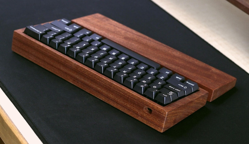 Mahogany Mechanical Keyboard Case and Wrist Rest: Compatible With %60 ...