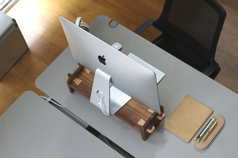 Walnut Monitor Stand: Japanese Style Desk Shelf Raiser - Etsy