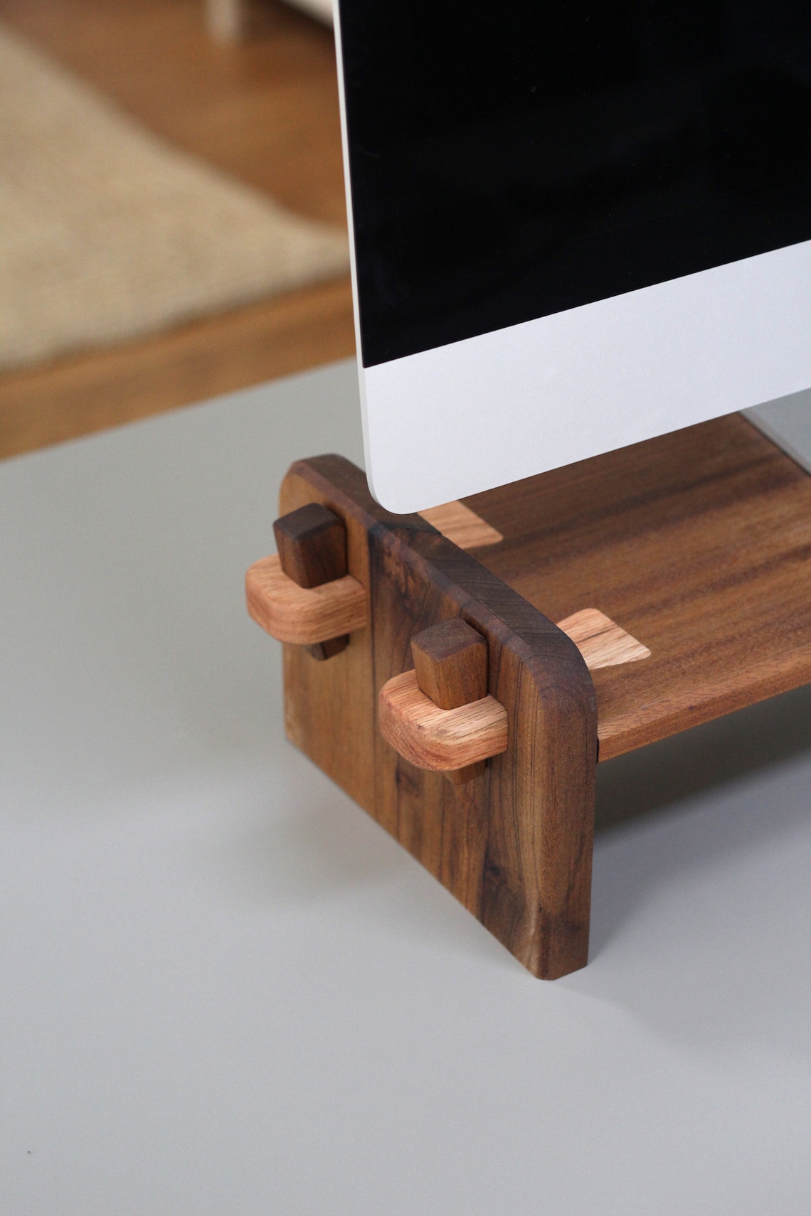 Walnut Monitor Stand: Japanese Style Desk Shelf Raiser - Etsy