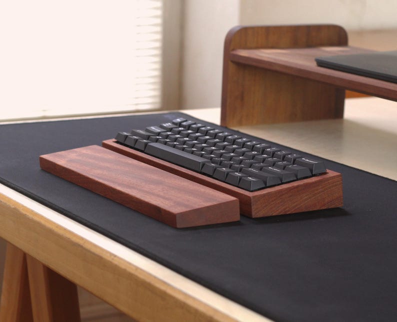 Mahogany Mechanical Keyboard Case and Wrist Rest: Compatible With %60 ...