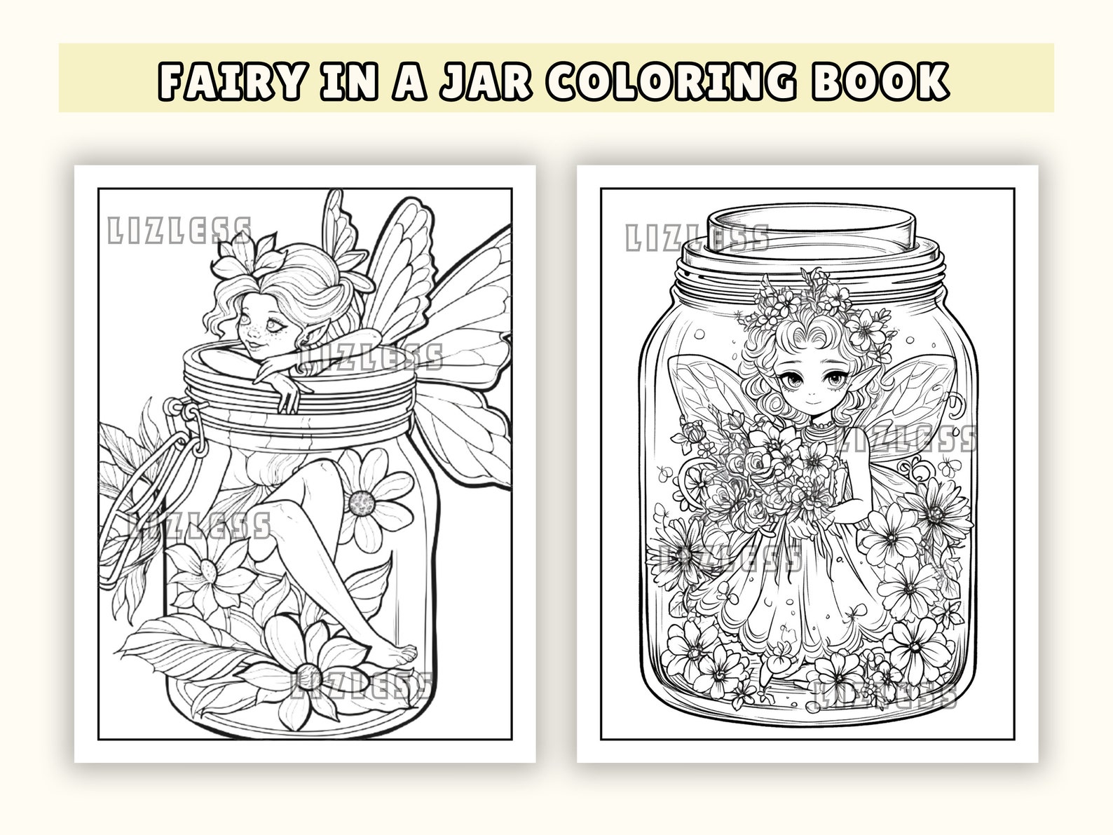 40 Pages Fairy in a Jar Coloring Book Magical Fairies Adult & Kids ...