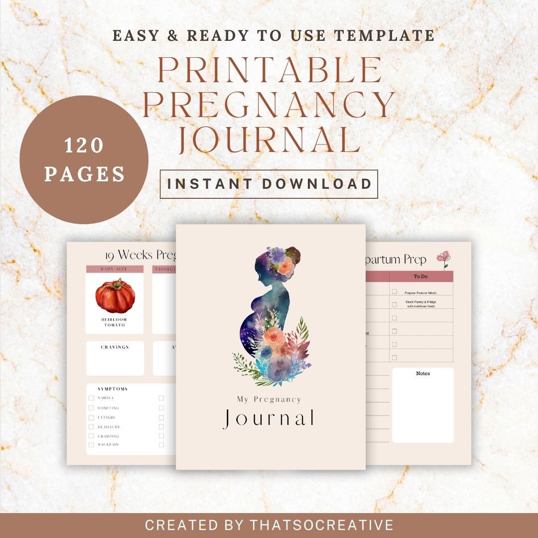 Printable Pregnancy Journal, Pregnancy Planner, Pregnancy Tracker, Baby ...