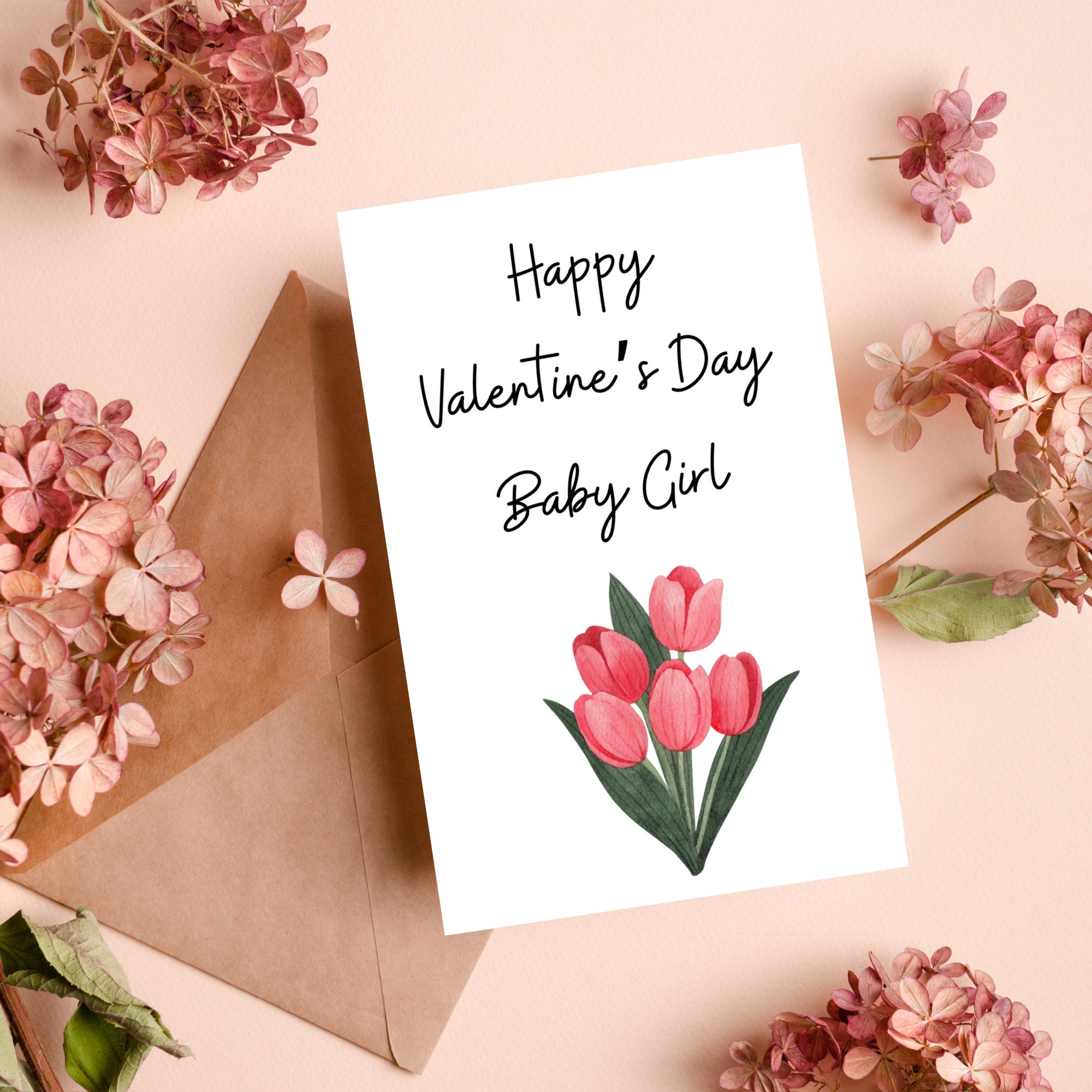 Valentine's Day Card Flower Themed Valentine's Day Card Printable V-day ...