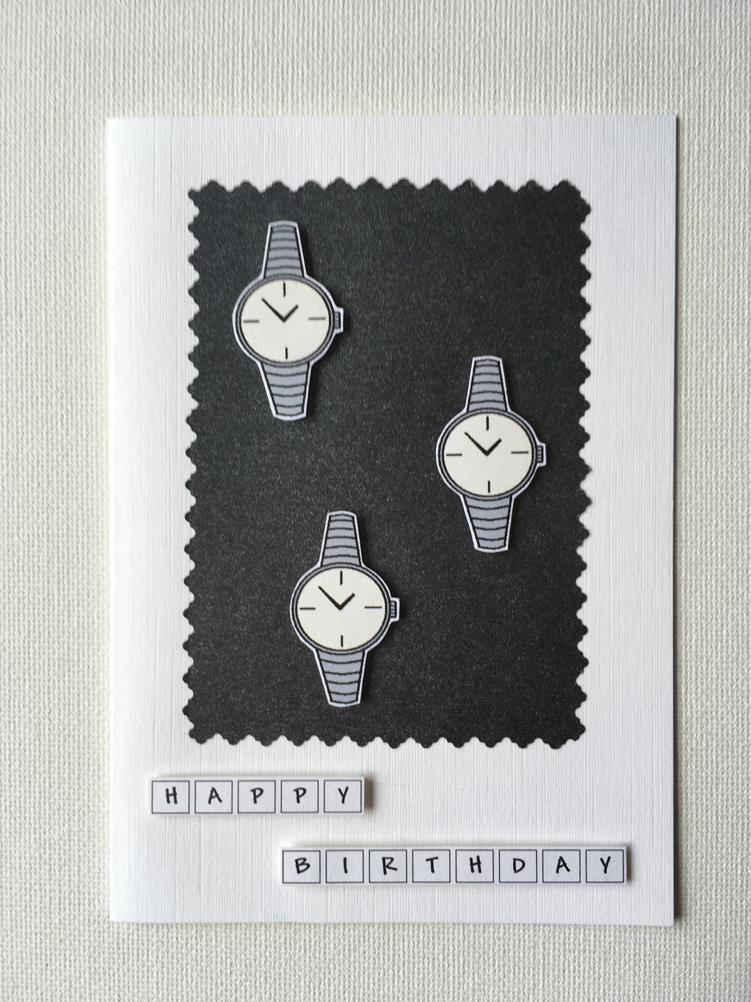 Silver Watch Birthday Card Men Women Kids Gift Handmade - Etsy