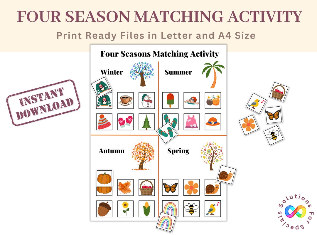 Match the Season Activity Four Seasons Matching Activity - Etsy