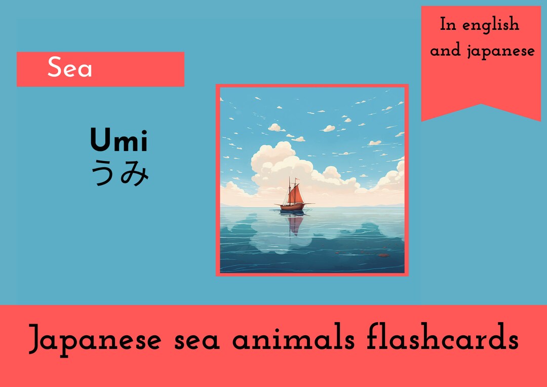 Japanese Sea Animals Flashcards in English and Japanese - Etsy