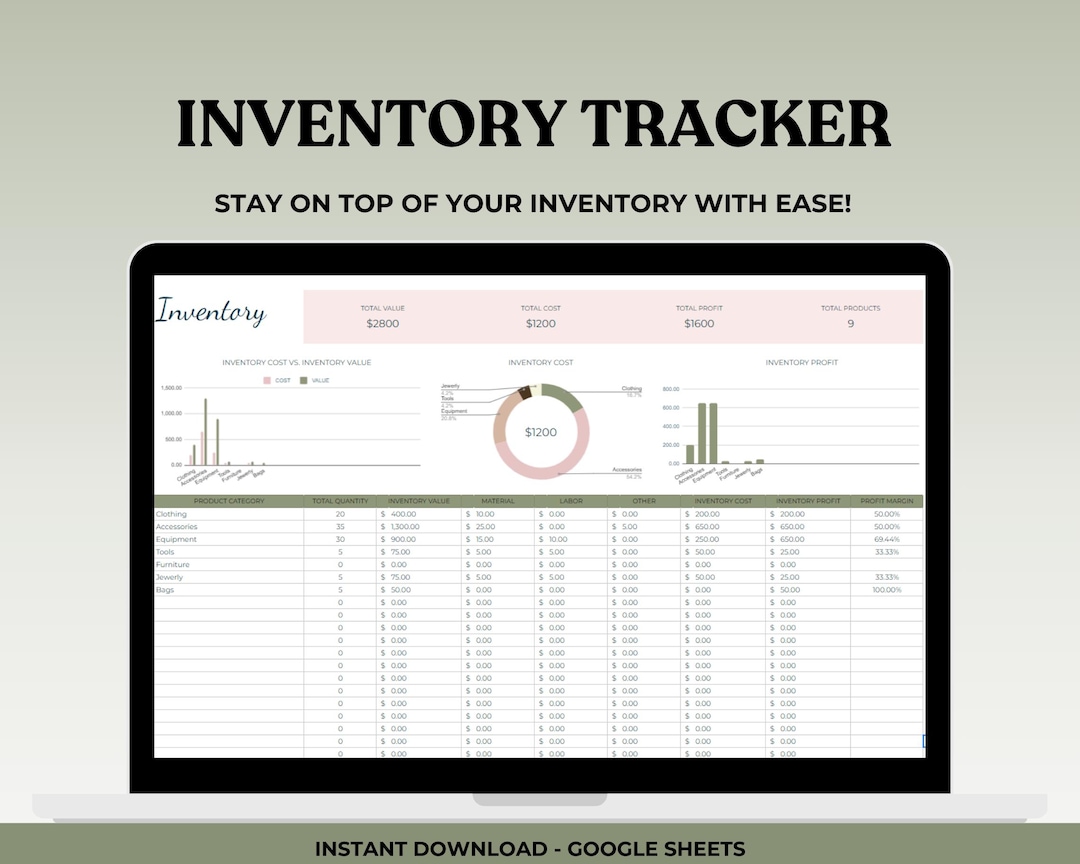 Inventory Tracker Spreadsheet, Small Business Inventory Template ...