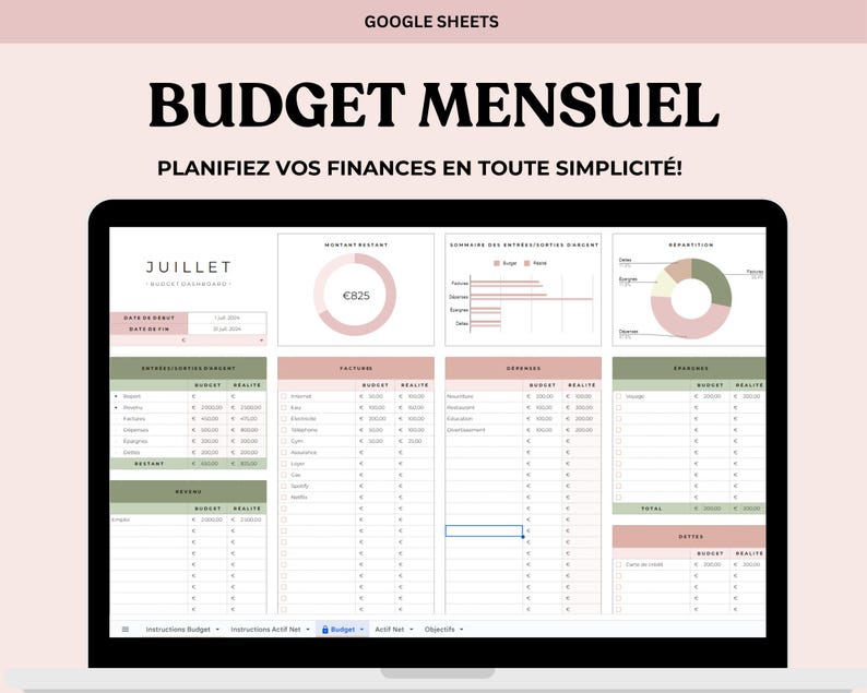 Budget Mensuel Français, Monthly Budget Planner Français, Monthly ...