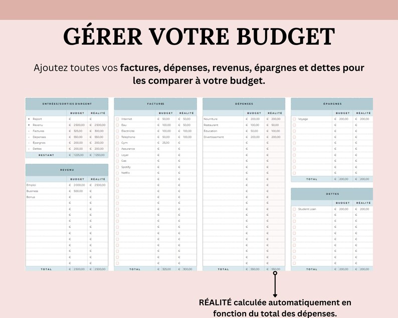 Budget Mensuel Français, Monthly Budget Planner Français, Monthly ...