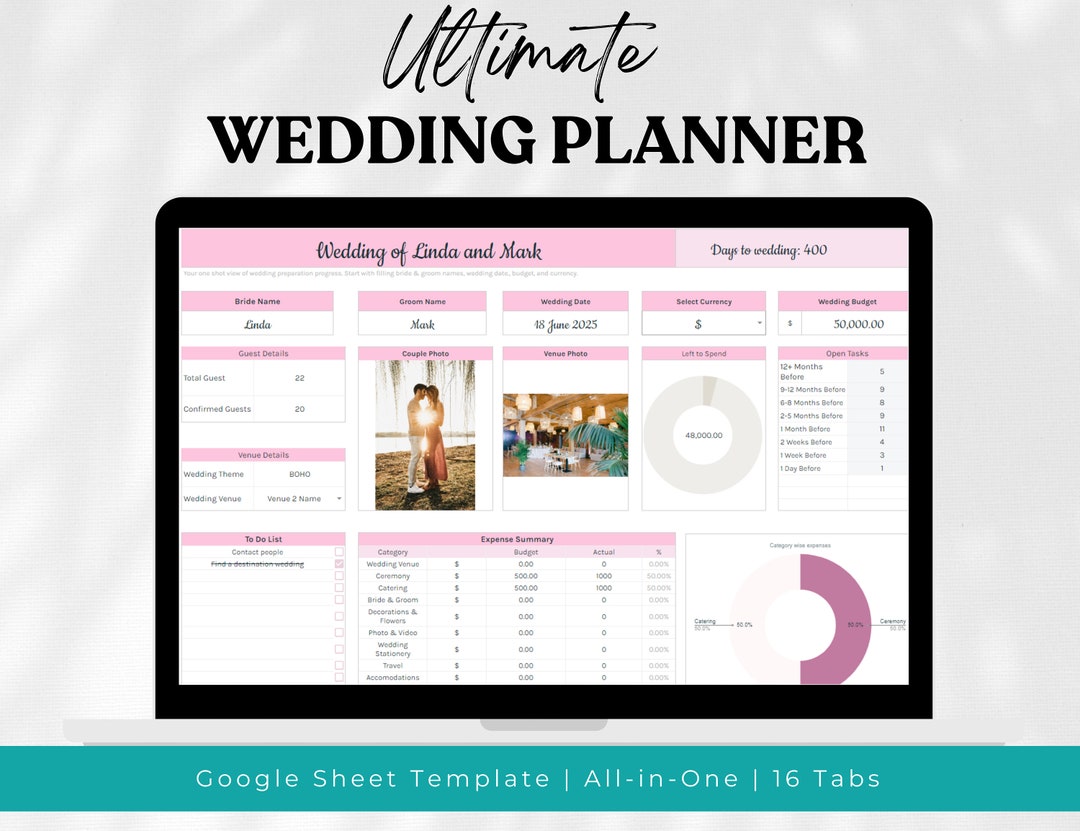 Wedding Spreadsheet, Wedding Google Sheets, Budget Tracker, Guest List ...