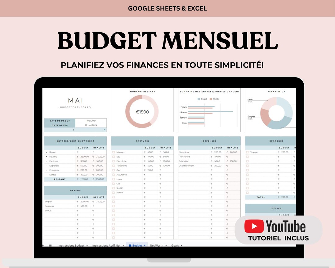 Budget Mensuel Français, Monthly Budget Planner Français, Monthly ...
