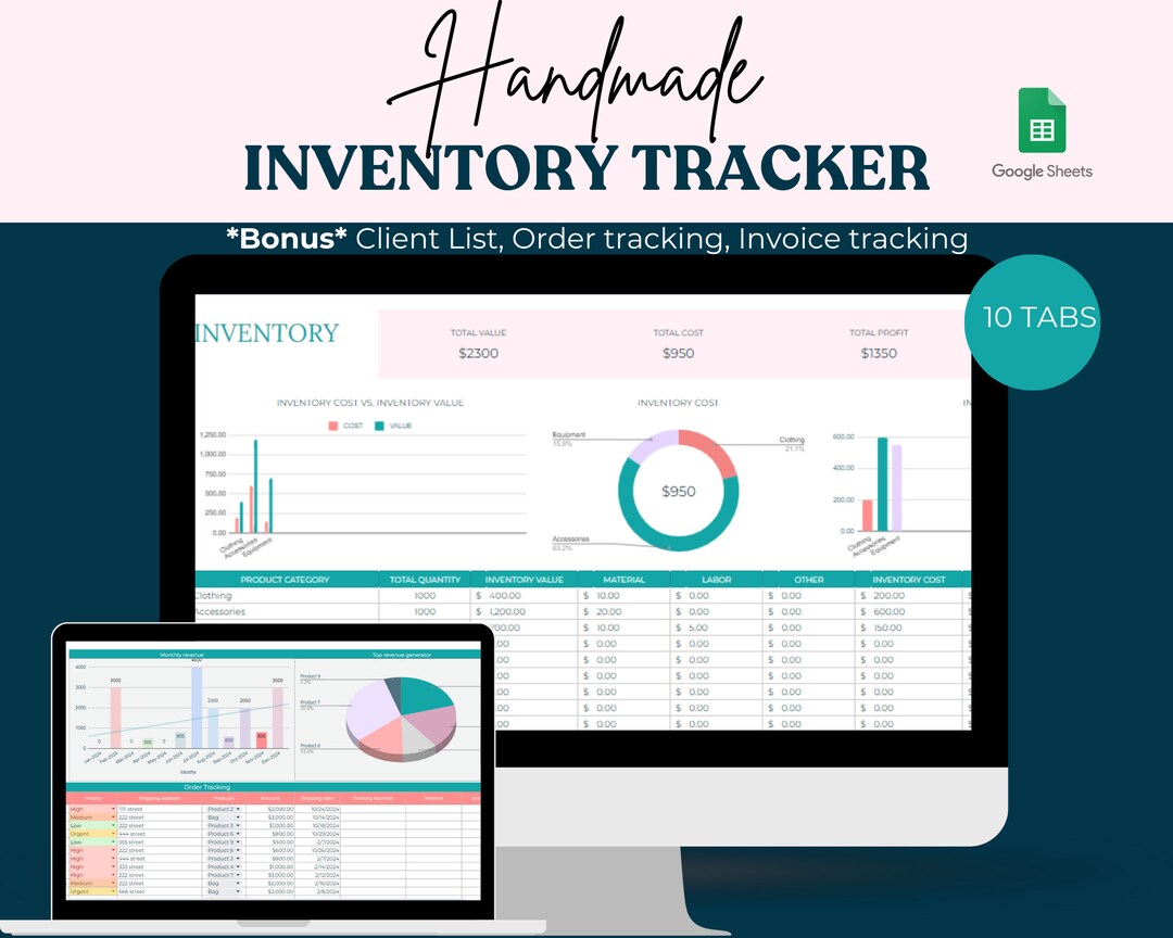 Handmade Inventory Tracker Spreadsheet Google Sheets, Small Business ...