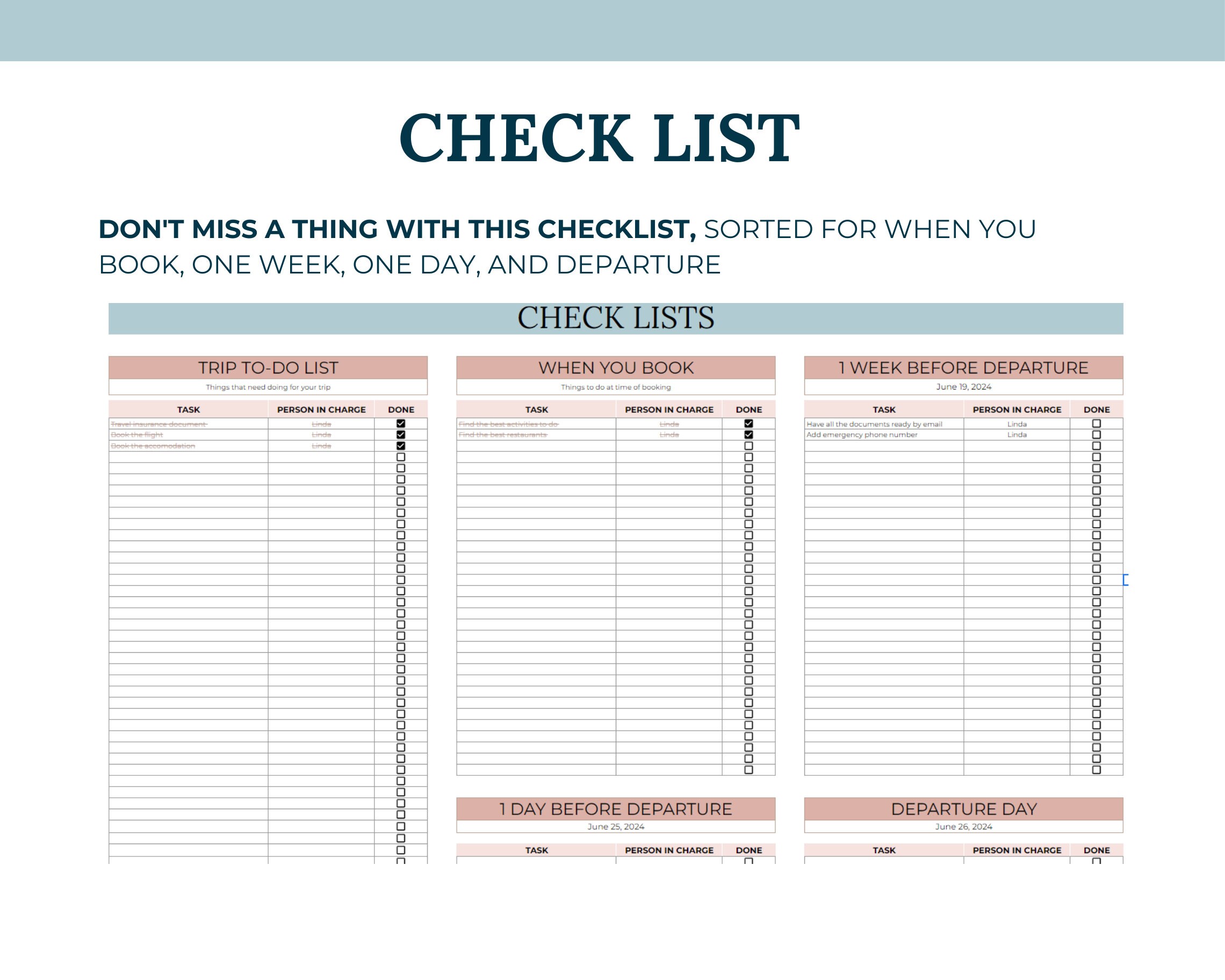 Travel Planner Spreadsheet, Vacation Planner Google Sheets, Holiday ...