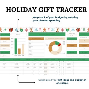 Budget Gift Tracker, Holiday Gift Tracker, Christmas Planner, Holiday ...