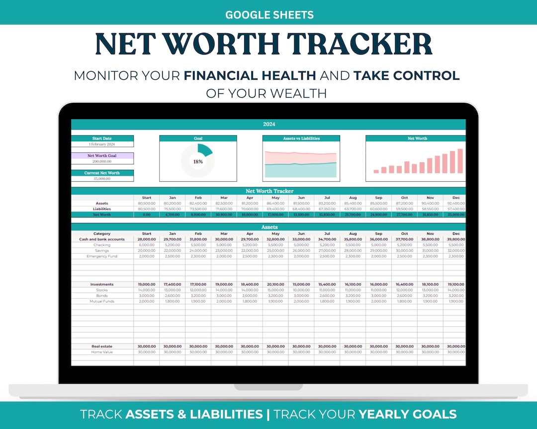 Net Worth Tracker Spreadsheet, Calculate Your Net Worth, Track Your ...